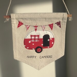 Happy Campers Caravan Wall Hanging Banner Charming Caravan Pennant ...