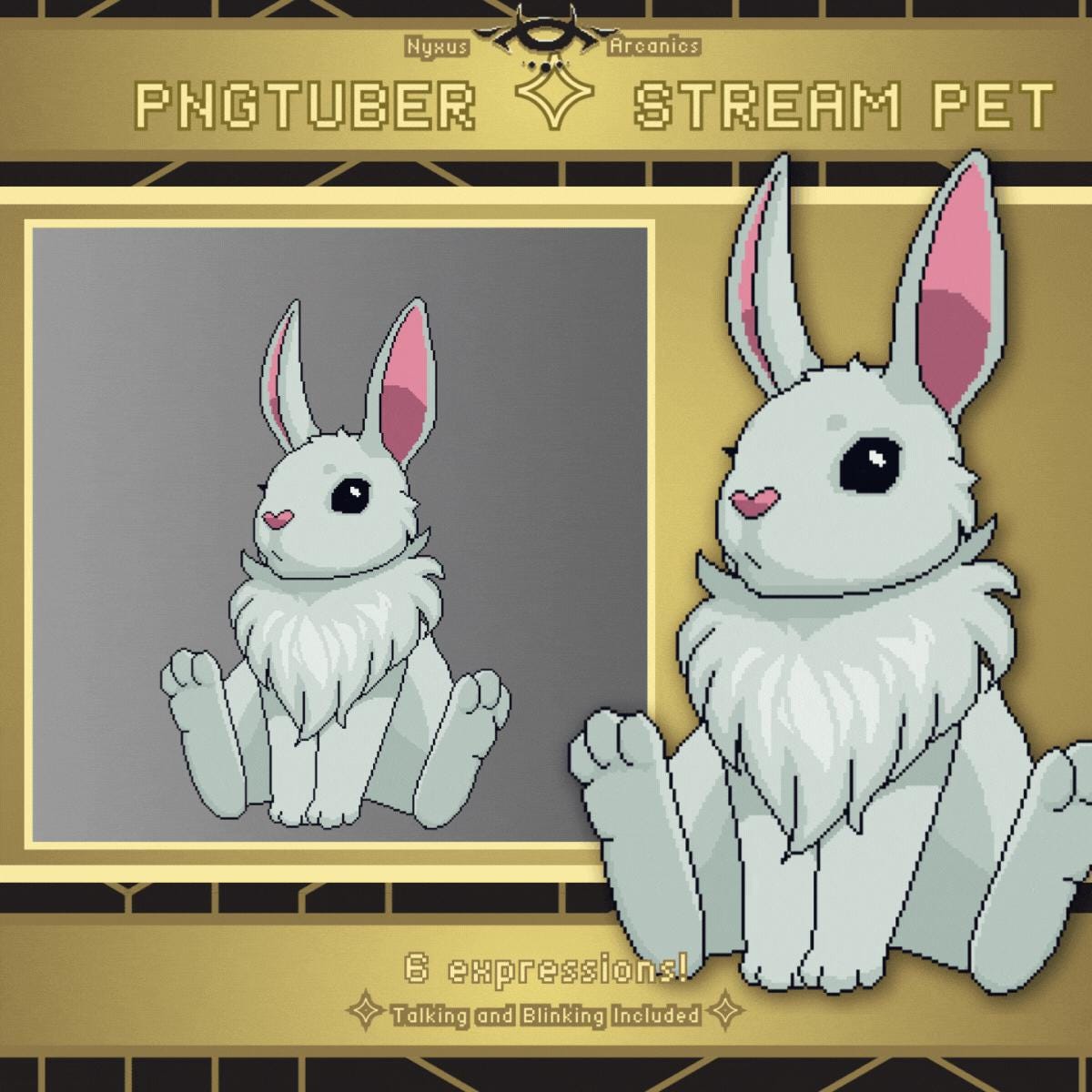 Pixel Bunny Pngtuber | Premade Stream Pet for Twitch, Youtube, Obs ...