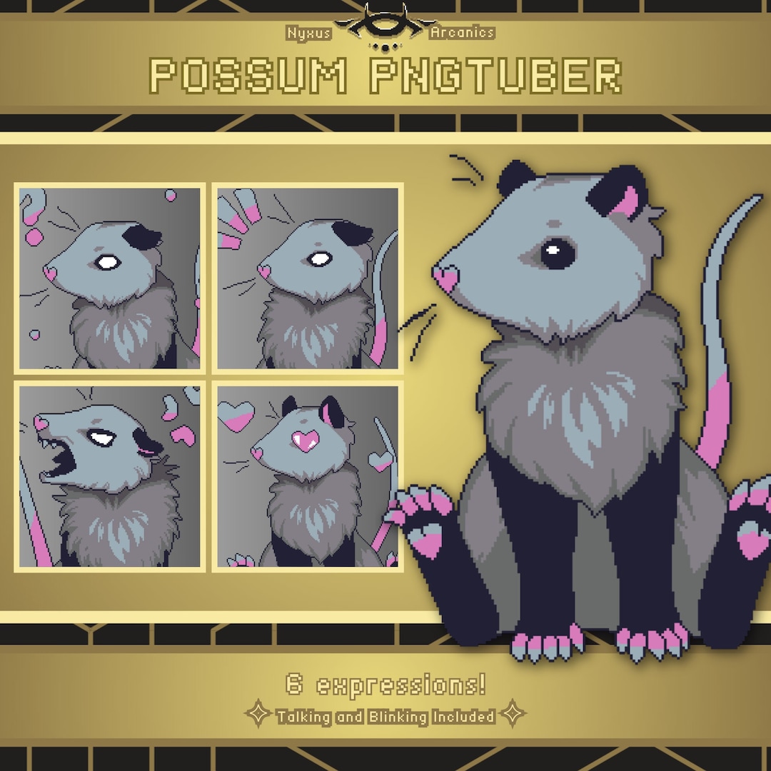 Pixel Possum Pngtuber | Premade Stream Pet for Twitch, Youtube, Obs ...