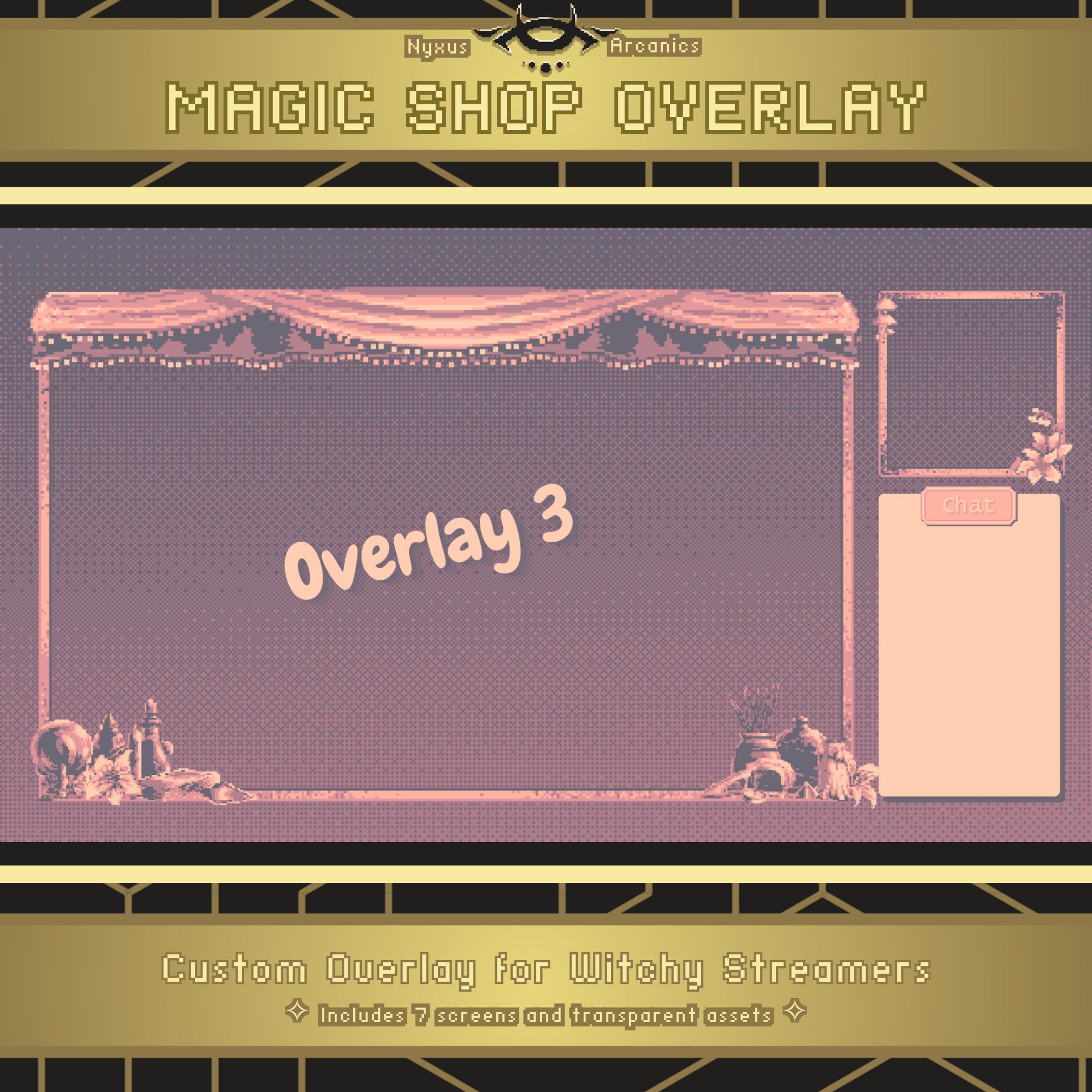 Magic Shop Stream Package for Webcam, Vtuber Witchy Animated Overlays ...