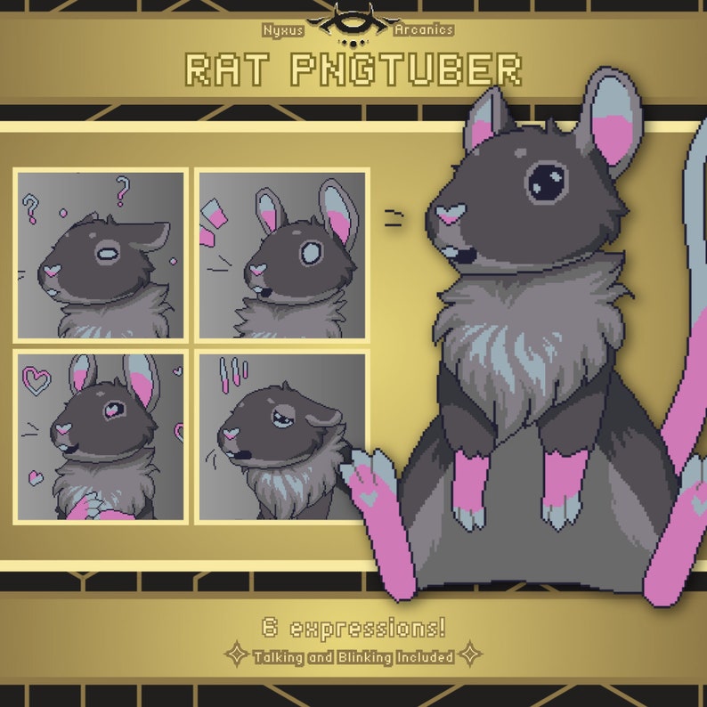 Pixel Rat Pngtuber | Premade Stream Pet for Twitch, Youtube, Obs ...
