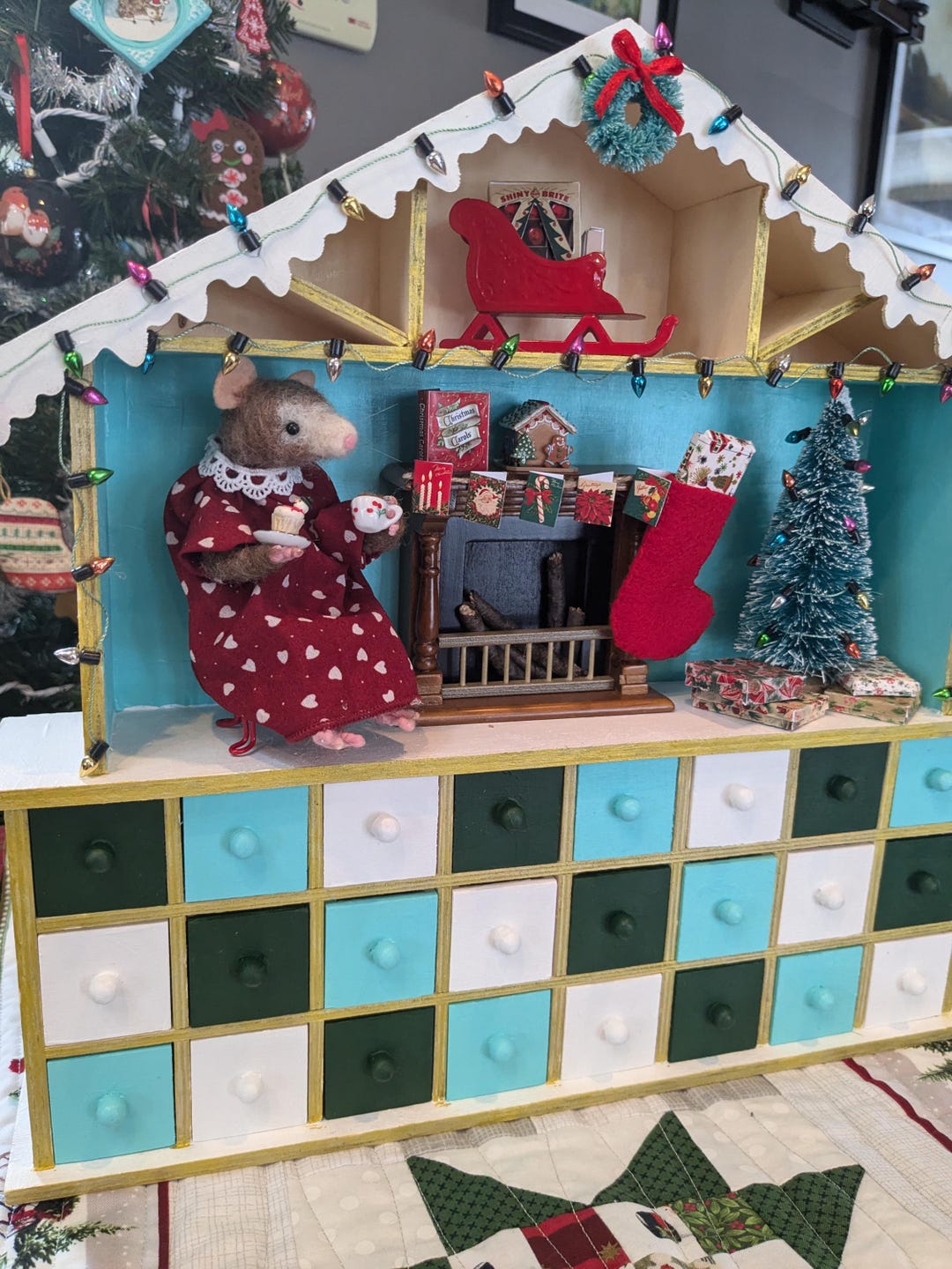 Handmade Advent Calendar With Needle Felted OOAK Christmas Mouse - Etsy