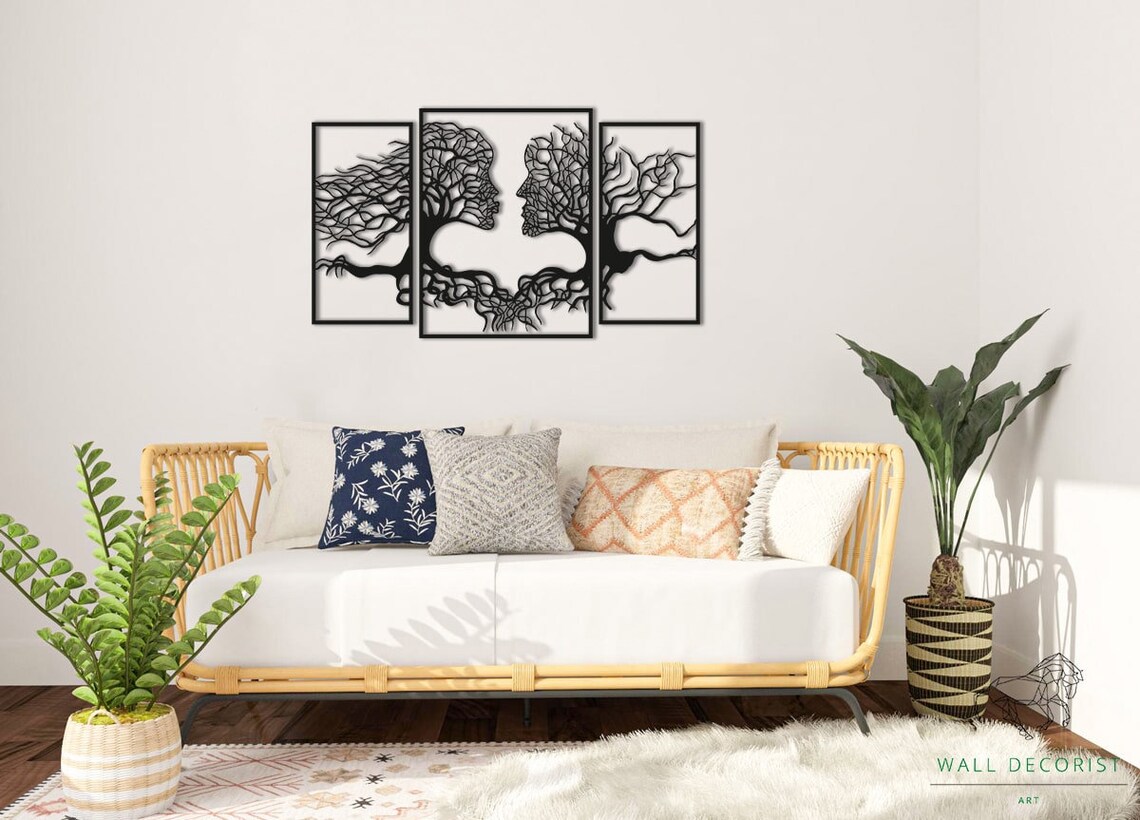 Tree Human Face Panel Wall Decor Set of 3 Large Art Wood - Etsy