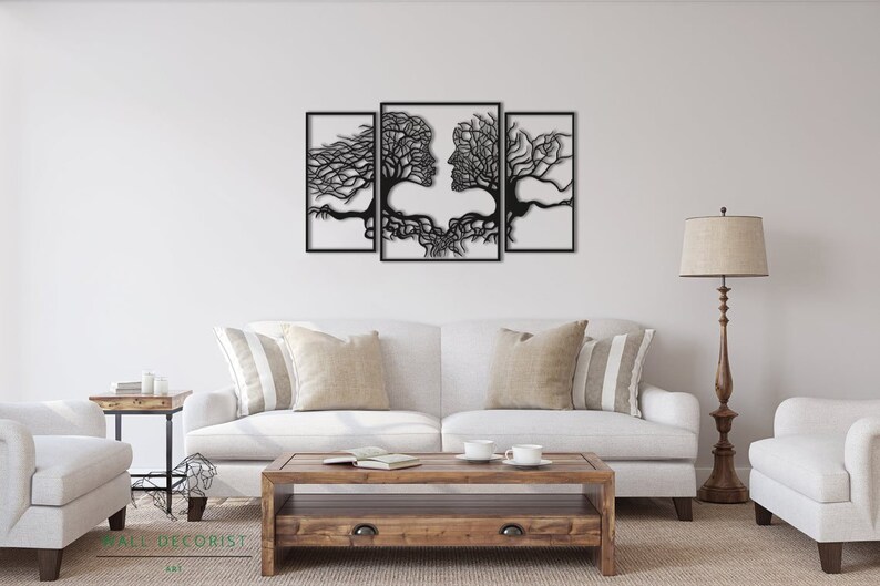 Tree Human Face Panel Wall Decor Set of 3 Large Art Wood - Etsy