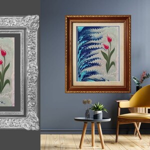 Ottoman Art EBRU Painting on Water tulips in the Fragrance - Etsy