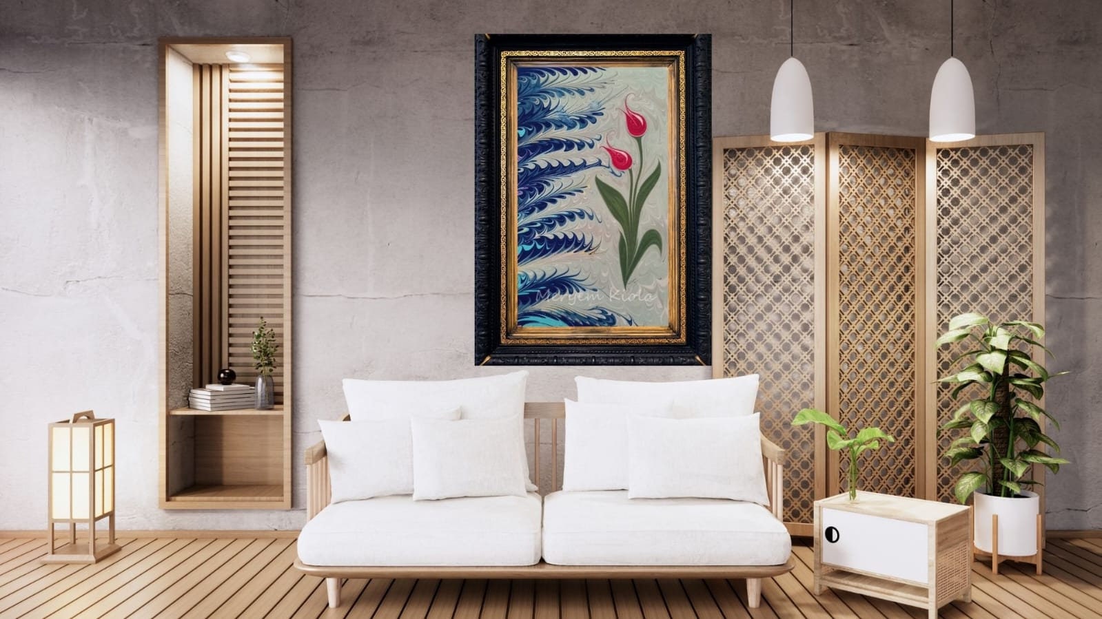 Ottoman Art EBRU Painting on Water tulips in the Fragrance - Etsy