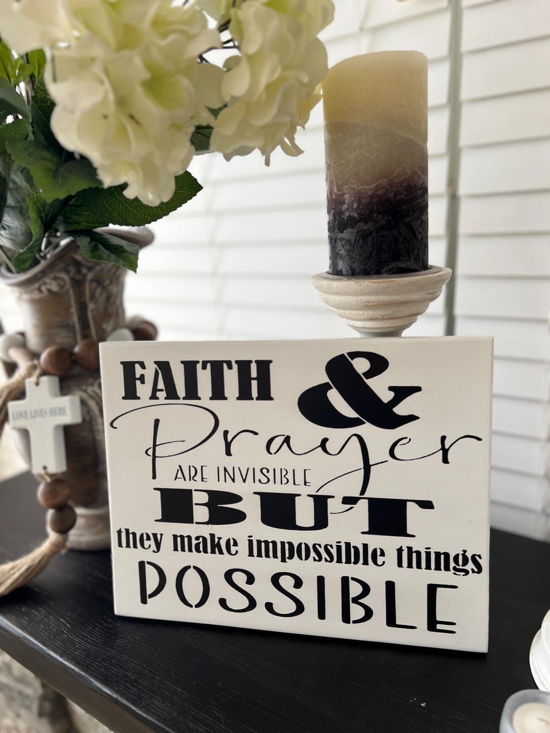 Hand Painted Faith & Prayer Wood Sign: Christian Home Decor - Etsy