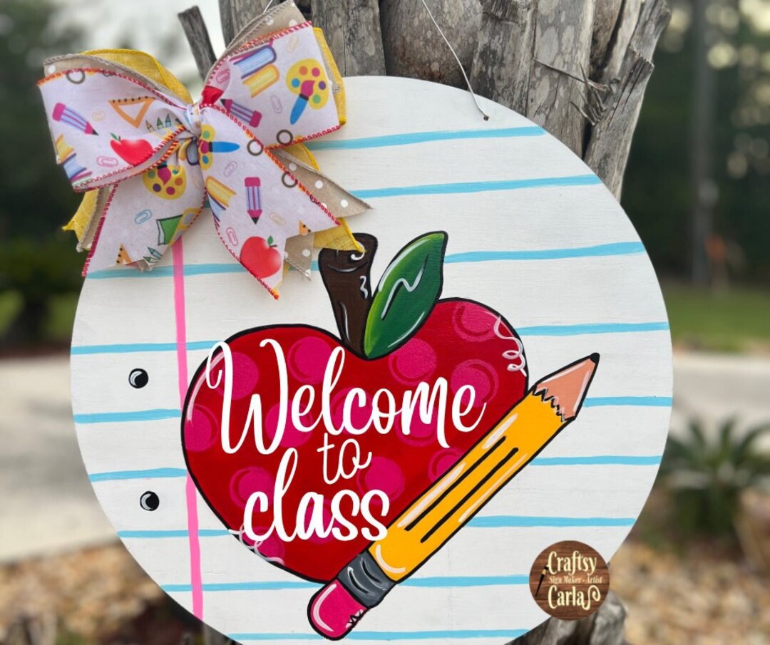Teacher Door Hanger/teacher Appreciation/ Round Paper School Sign/back ...