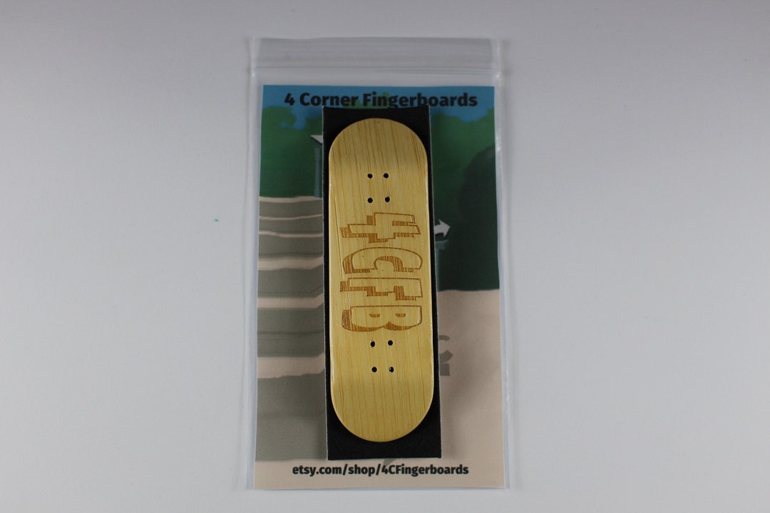4CFB Bamboo Fingerboard Deck - 30mm Wide Wooden Finger Skateboard - 5 ...