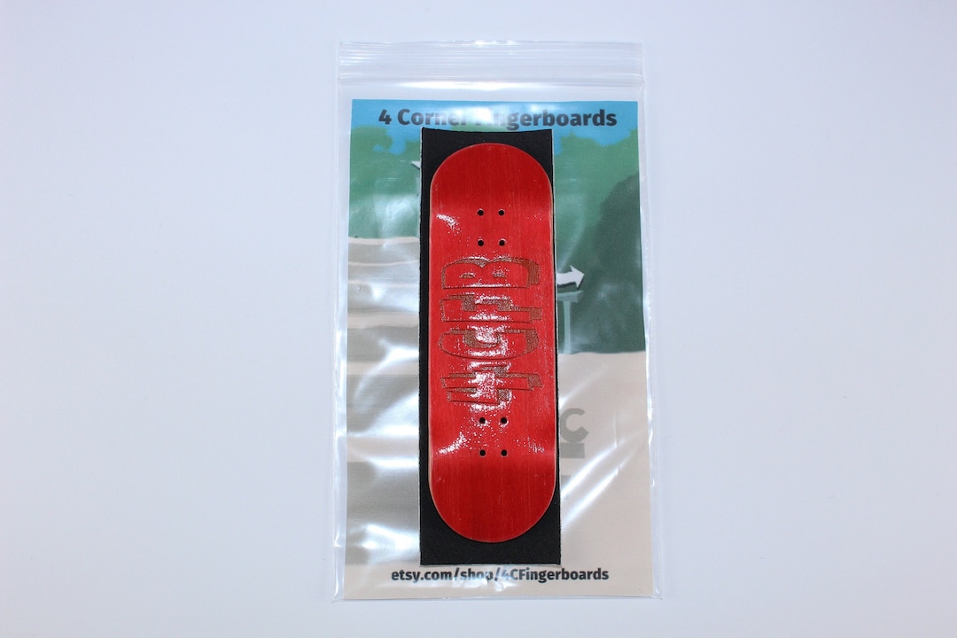 4CFB Red Fingerboard Deck - 30mm Wide Wooden Finger Skateboard - 5 Ply ...