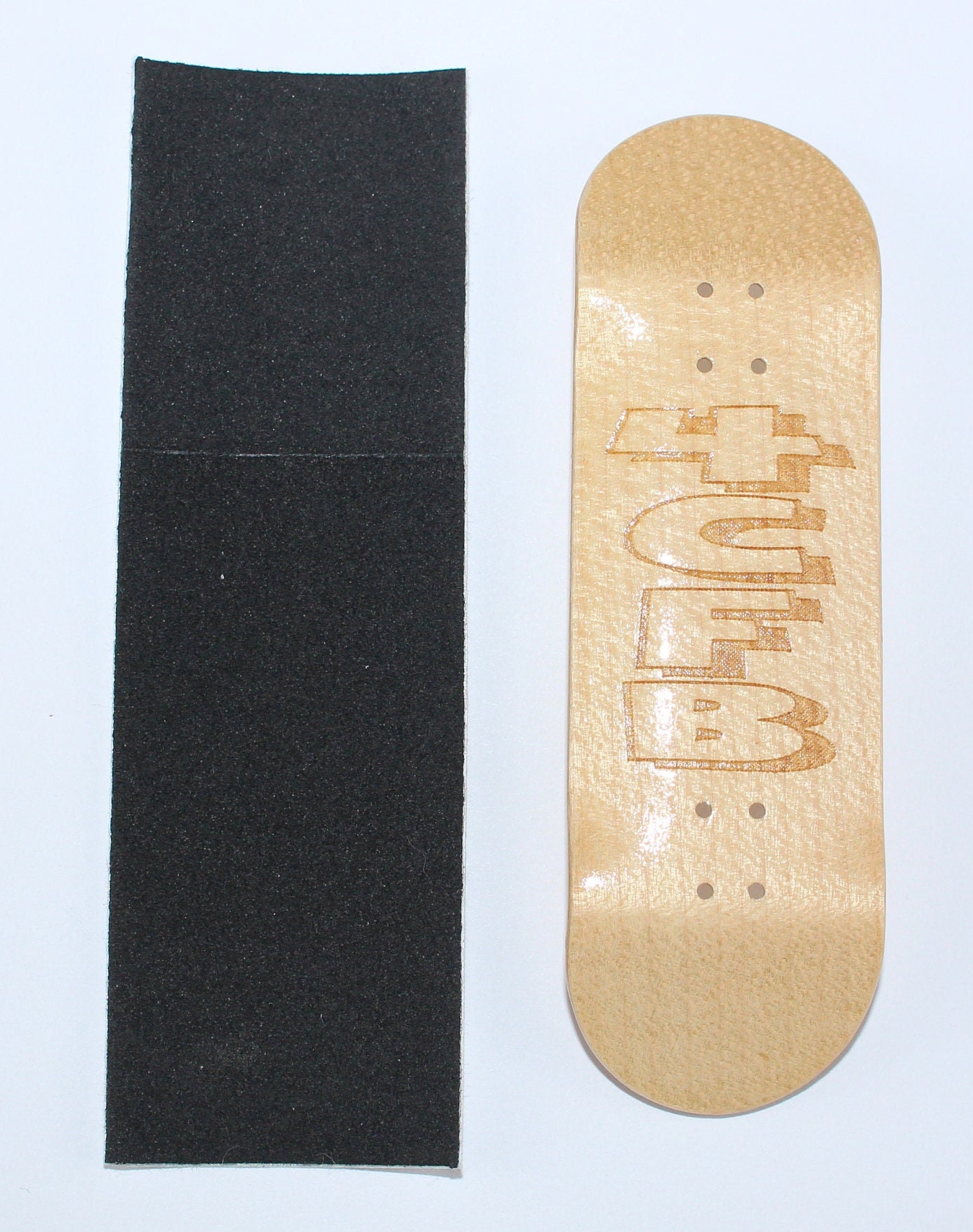 4CFB Natural Fingerboard Deck - 30mm Wide Wooden Finger Skateboard - 5 ...