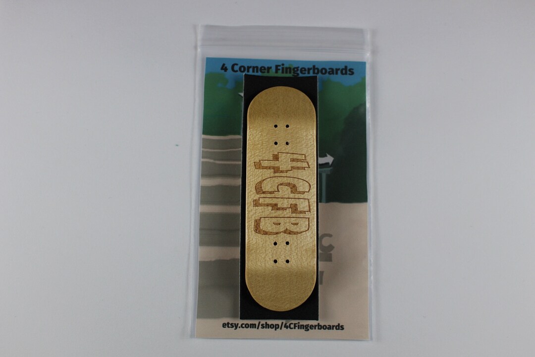 4CFB Natural Fingerboard Deck - 30mm Wide Wooden Finger Skateboard - 5 ...