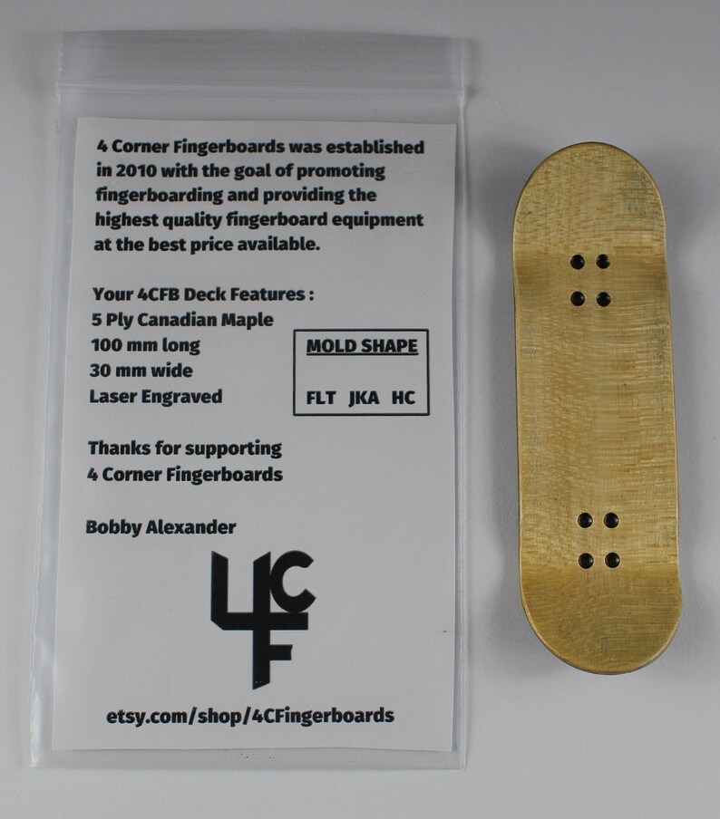 4CFB Ebony Fingerboard Deck - 30mm Wide Wooden Finger Skateboard - 5 ...
