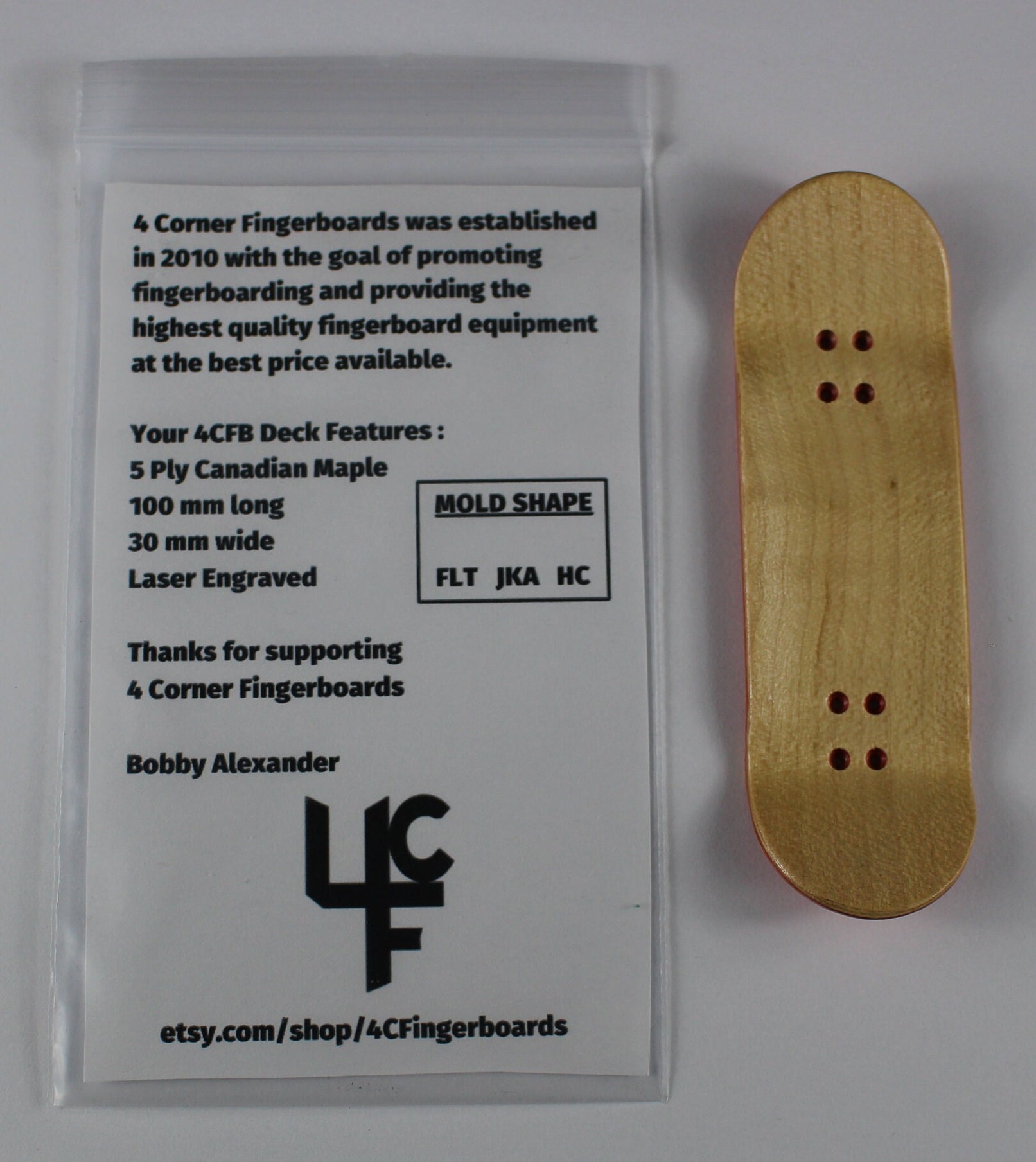 4CFB Red Fingerboard Deck - 30mm Wide Wooden Finger Skateboard - 5 Ply ...