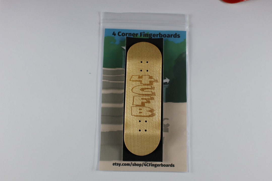 4CFB Natural Fingerboard Deck - 30mm Wide Wooden Finger Skateboard - 5 ...