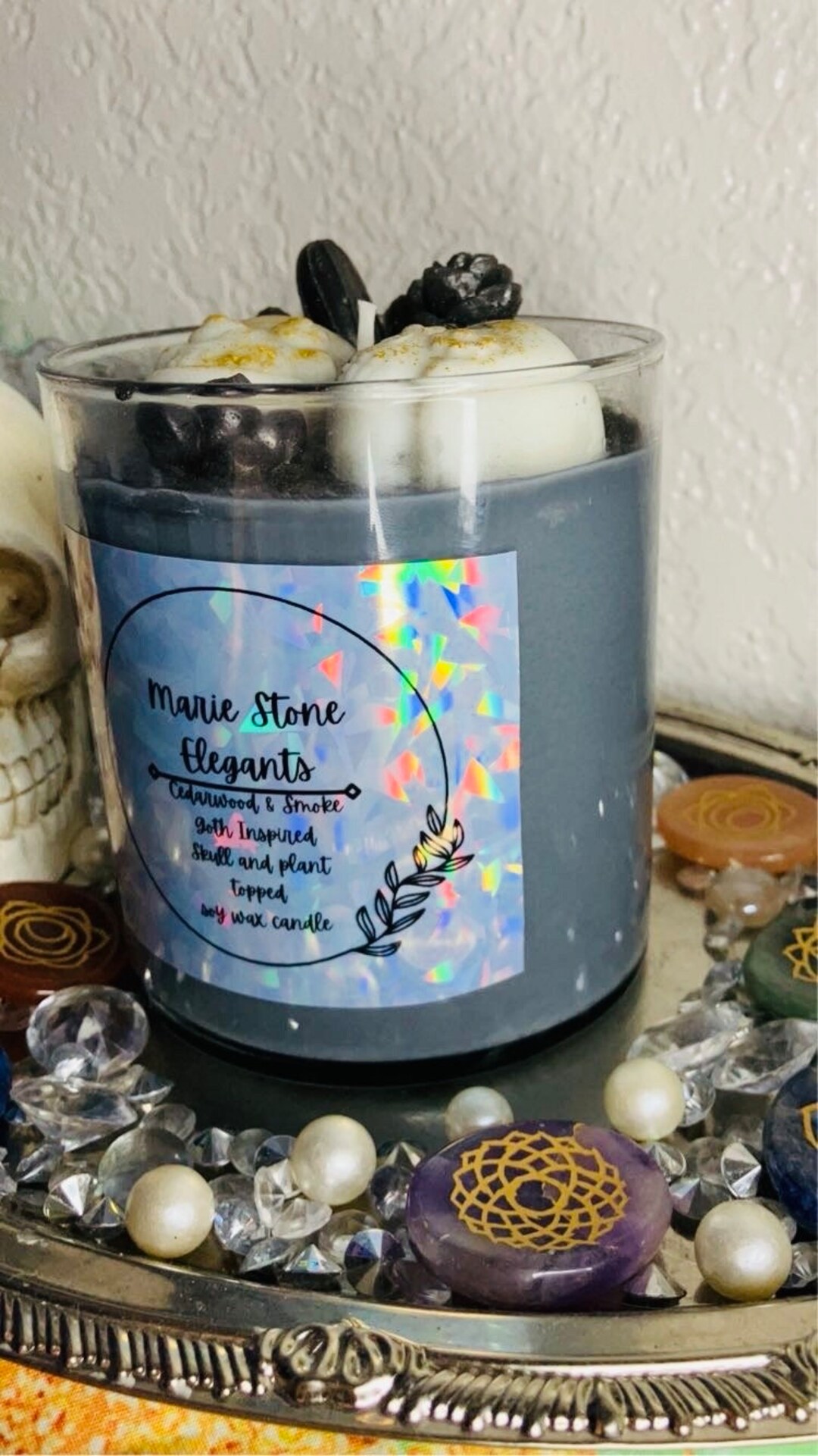 Cedarwood & Smoke campfire Customized Handmade Soy Goth Candle - Etsy