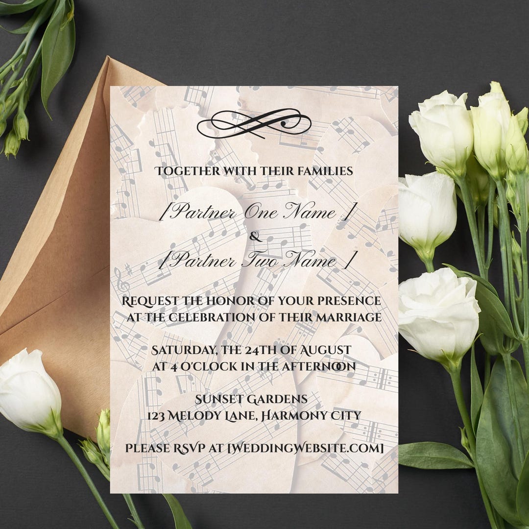 Editable Music Wedding Invitation + RSVP Card | Life in Harmony ...
