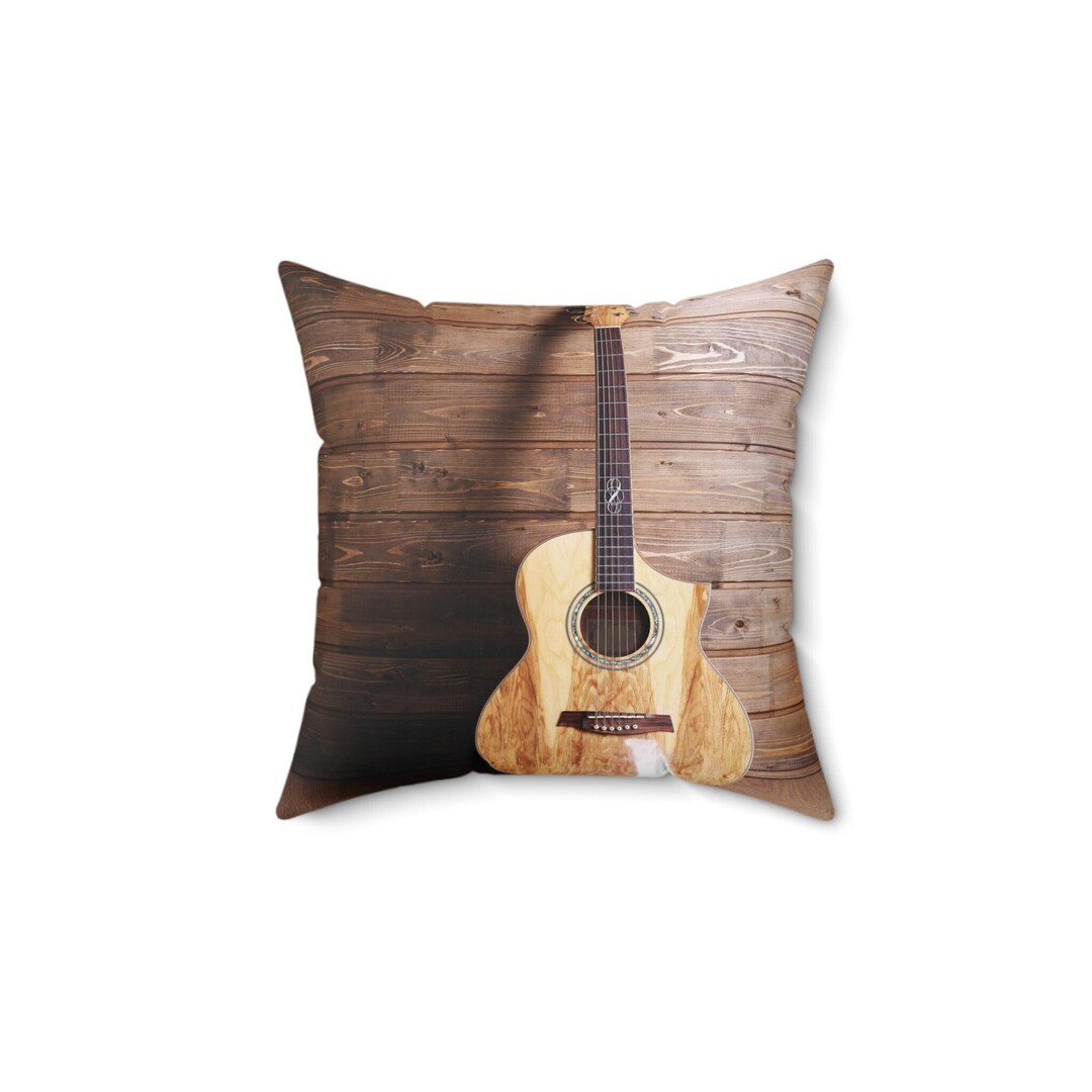 Acoustic Guitar Pillow: Rustic Music Room Decor - Etsy