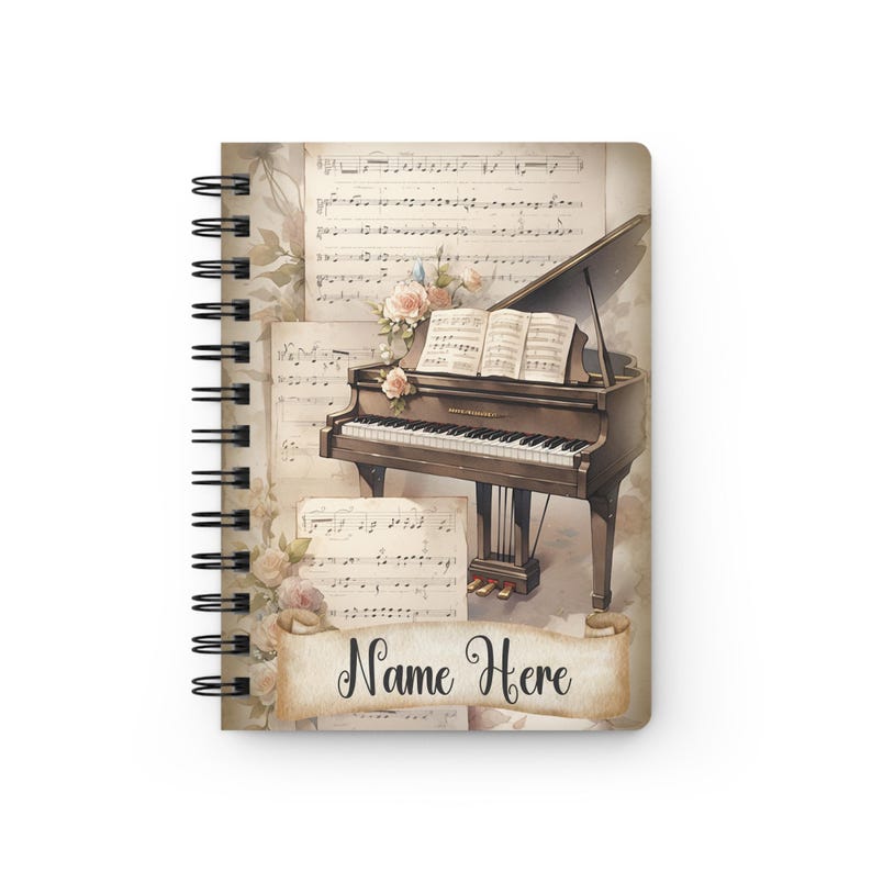 Personalized Music Journal With Piano and Sheet Music Design – Floral ...