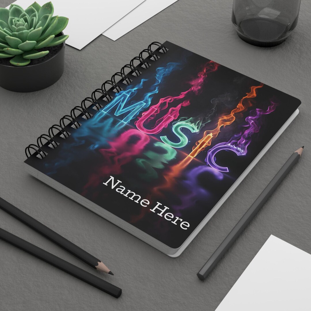 Personalized Music Notebook – Neon Flame Spiral Journal for Musicians ...
