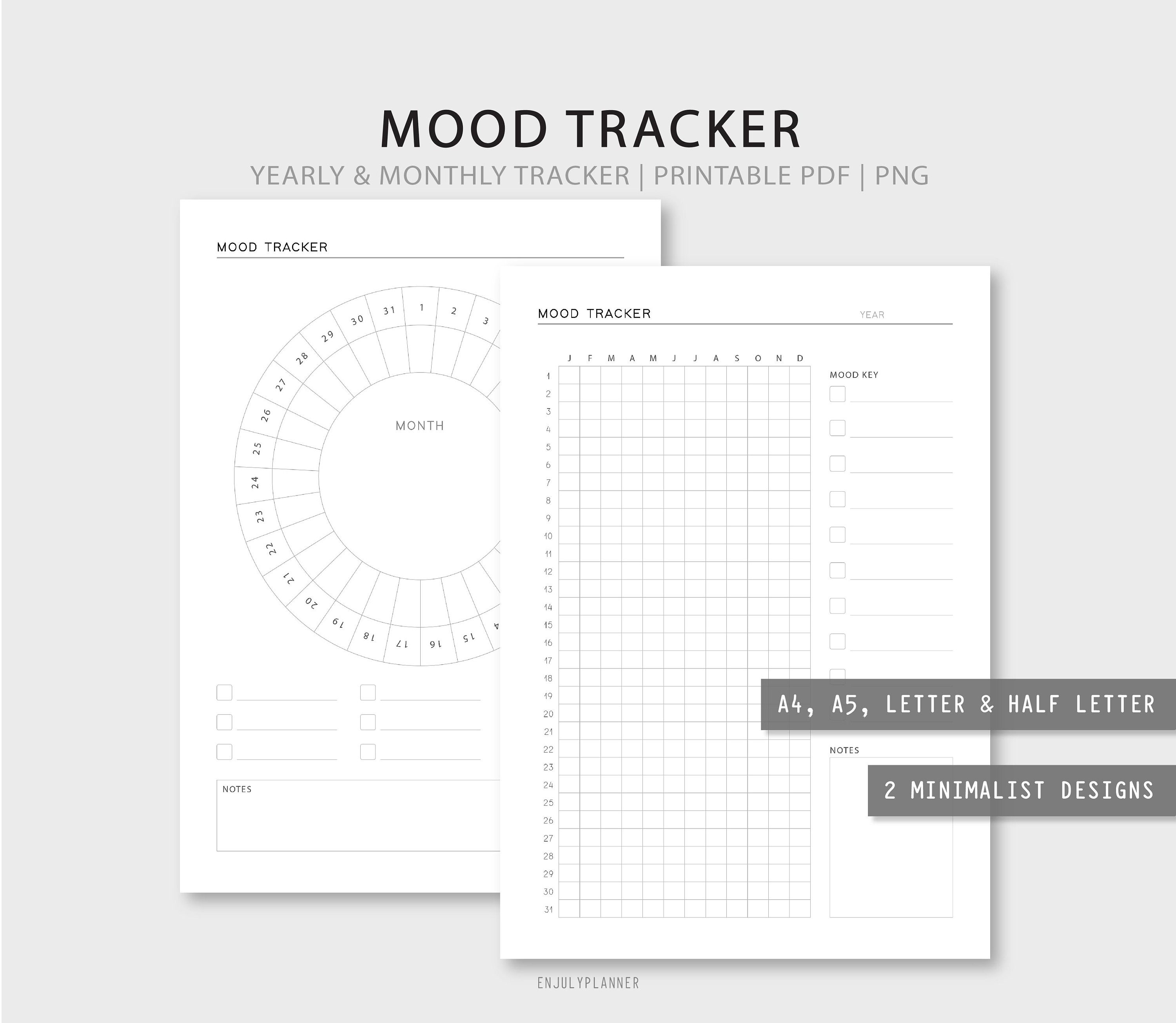 Year in Pixels Mood Tracker Printable: Circular Chart (digital Download ...