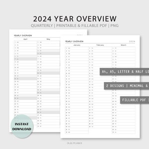 2024 Yearly Planner Printable Yearly Agenda Yearly Planner Fillable ...