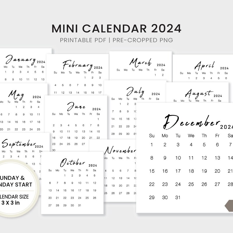 Mini Calendar - Etsy