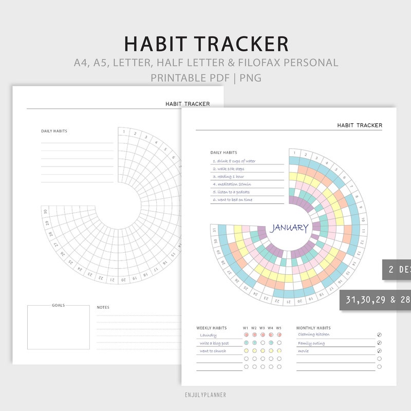 Filofax Habit Tracker Printable - Etsy