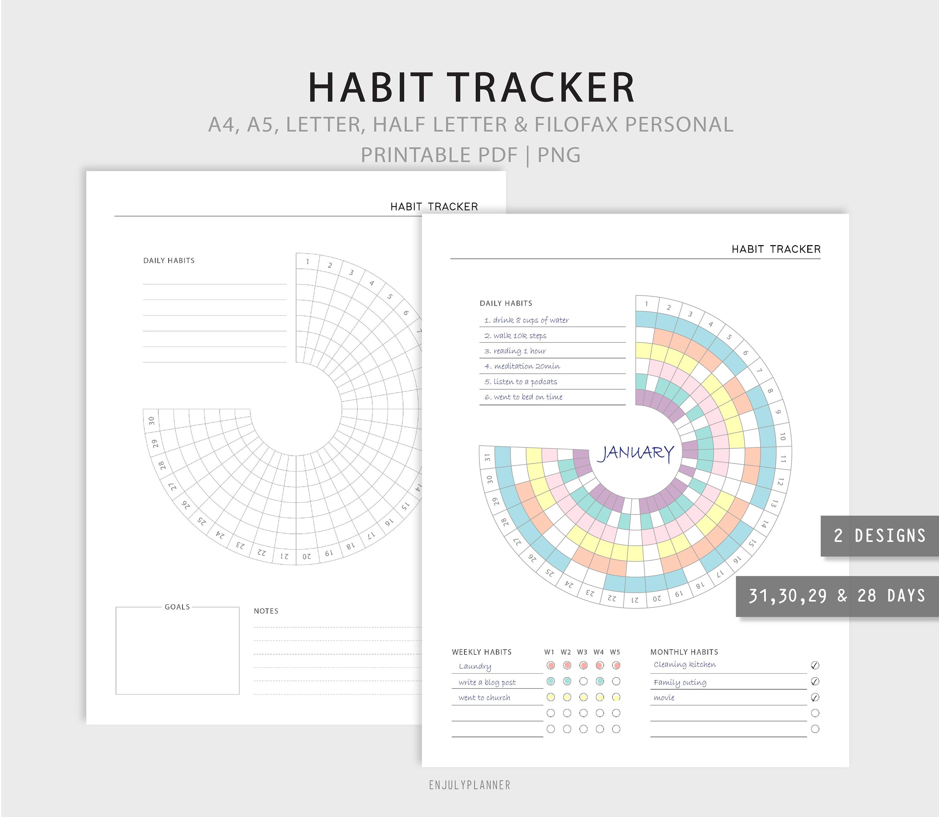 Printable Circle Habit Tracker: Monthly Planner (digital Download) - Etsy