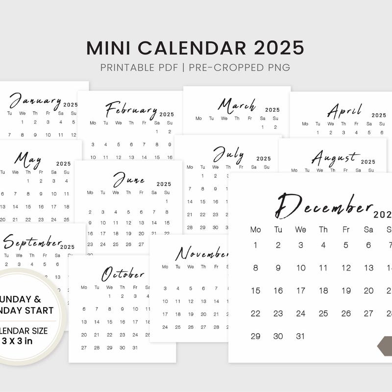 Mini Calendar - Etsy