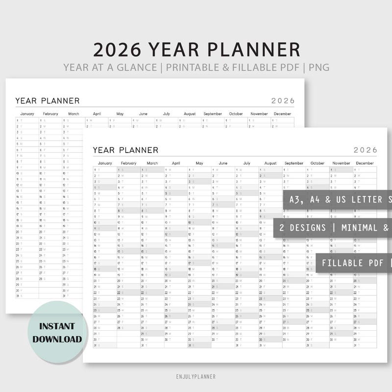 Year at a Glance Binder - Etsy