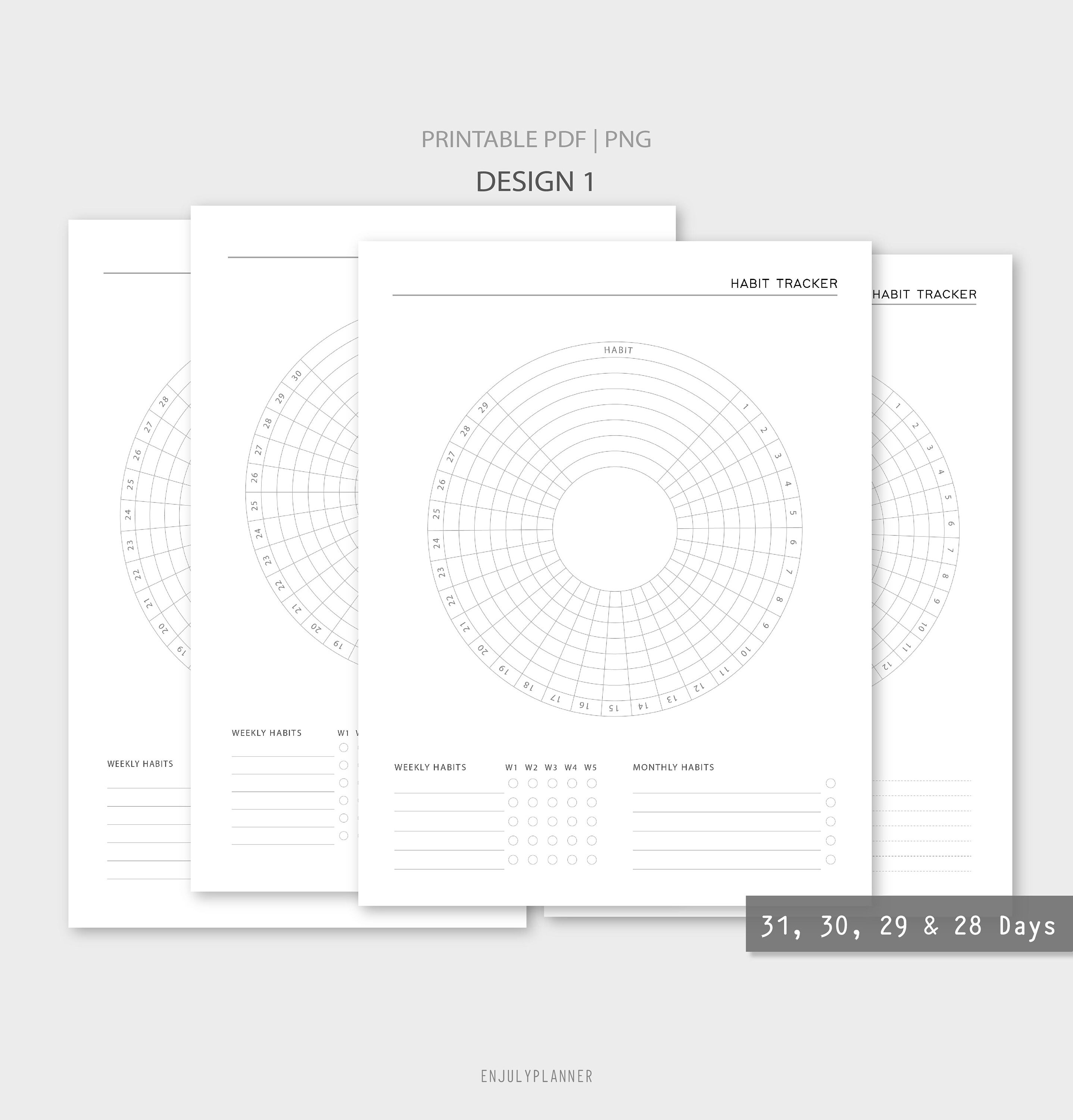 Printable Circle Habit Tracker Monthly Habit Goals Track Habit ...