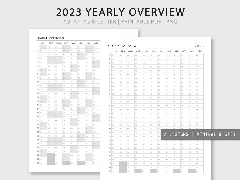 2024 Yearly Planner Printable Yearly Overview Yearly - Etsy