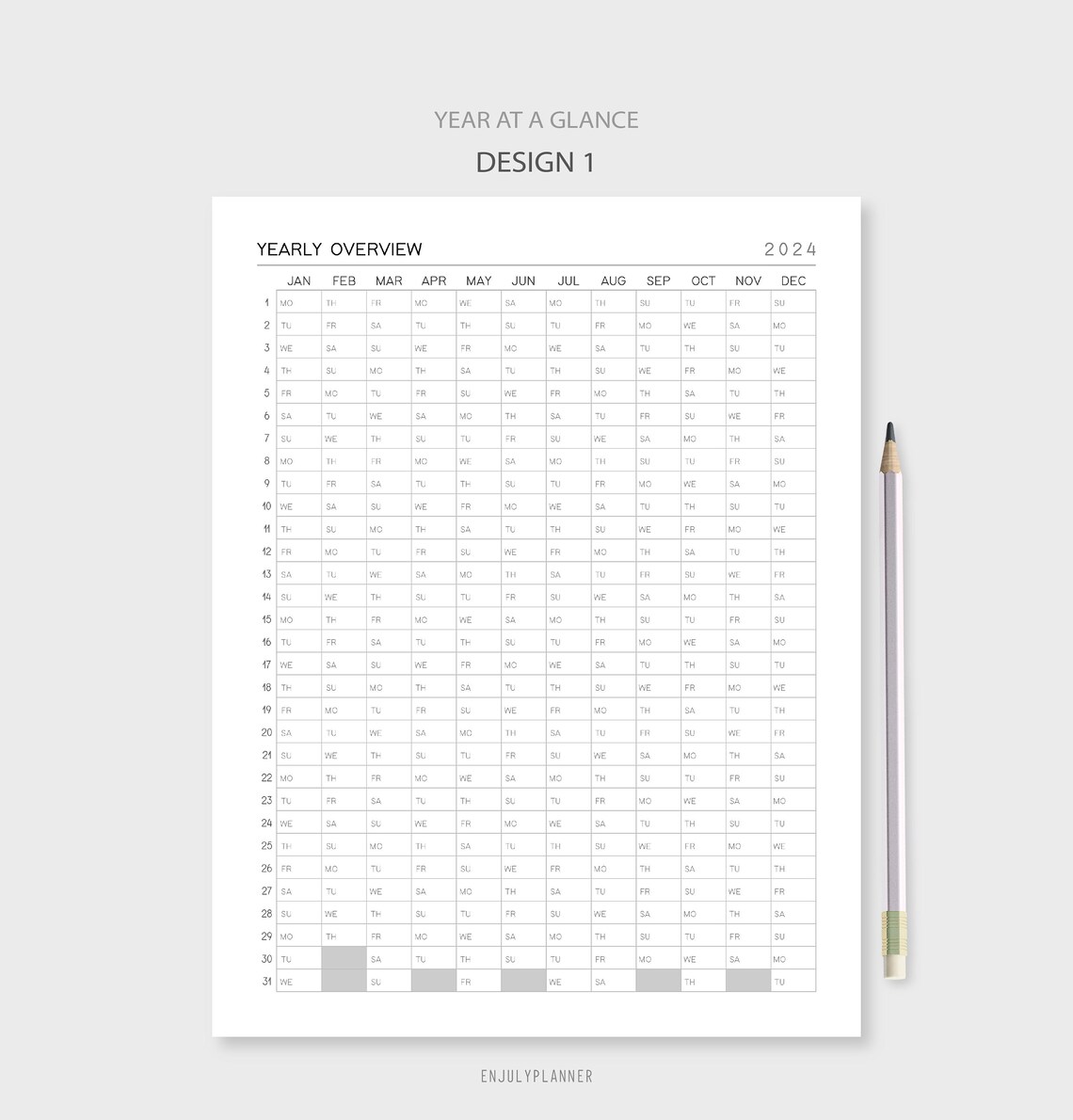 2024 Yearly Planner Printable Yearly Overview Yearly - Etsy