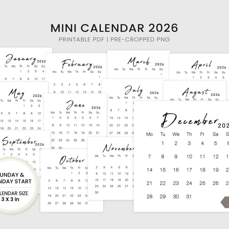 3x3 Sticker Calendar - Etsy