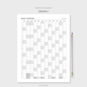 2025 Yearly Planner Printable | Yearly Overview | Yearly Tracker | Year ...