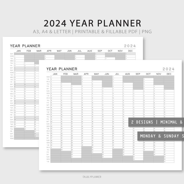 Yearly Calendar - Etsy