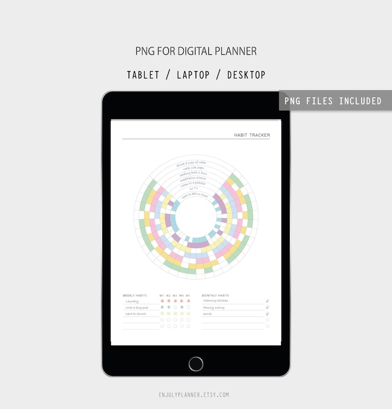 Printable Circle Habit Tracker: Monthly Goal Planner (A5, PNG, PDF ...
