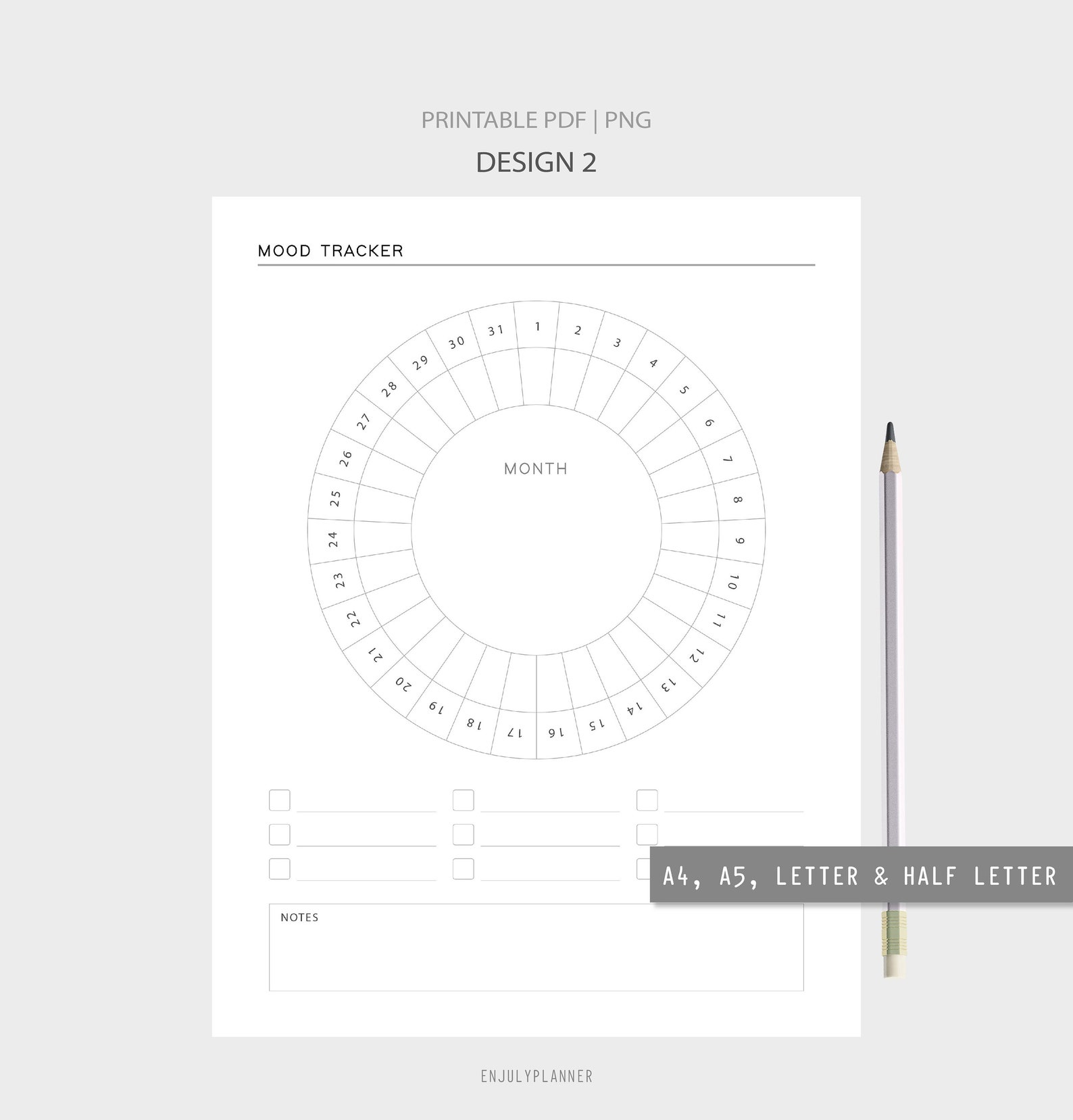 Mood Tracker Printable A Year in Pixels Monthly Circular - Etsy UK