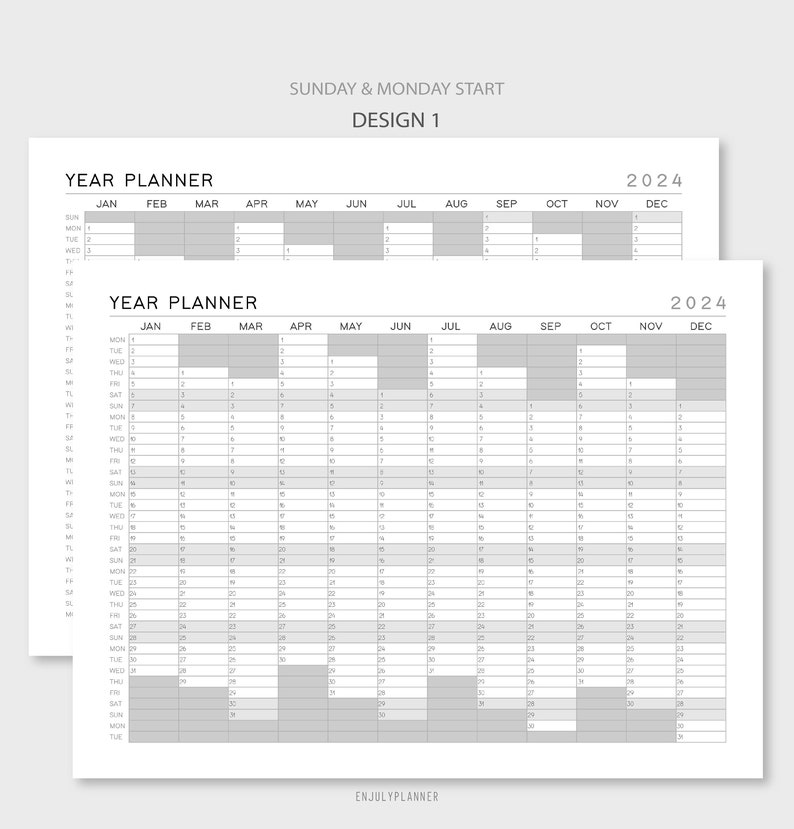 2024 Yearly Planner Printable Yearly Calendar Landscape Year at A ...