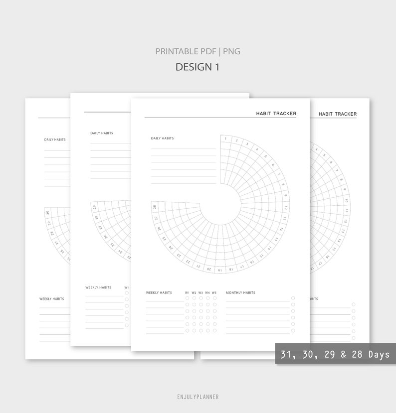Printable Circle Habit Tracker: Monthly Planner (digital Download ...