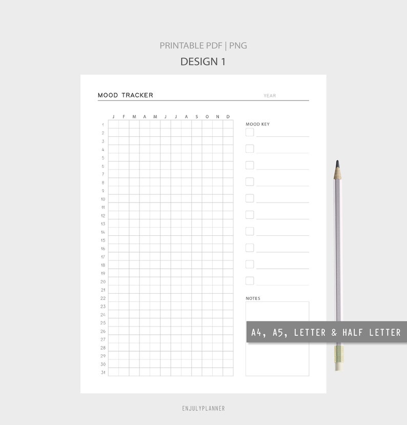 Mood Tracker Printable A Year in Pixels Monthly Circular - Etsy UK
