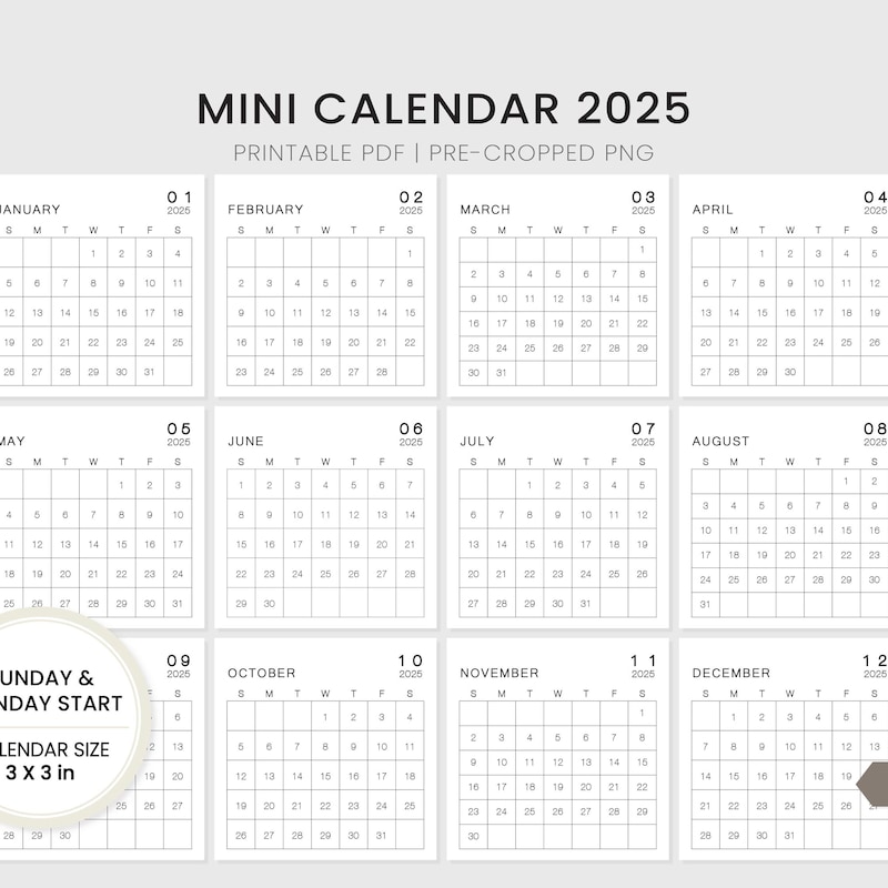 Mini Calendar - Etsy