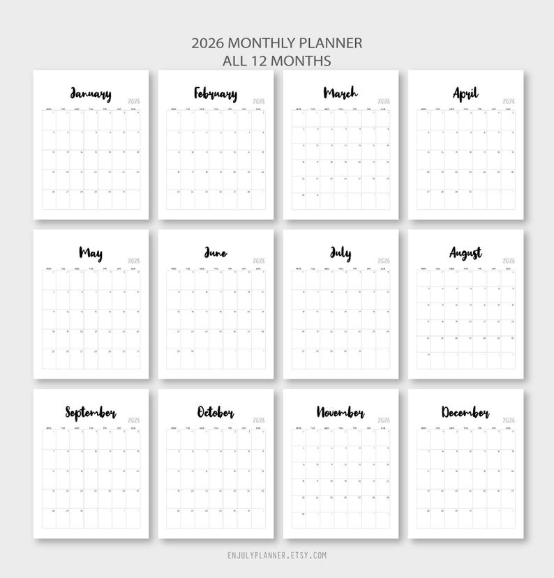 2026 Monthly Calendar: Fillable Printable (A4, US Letter) (PDF) - Etsy