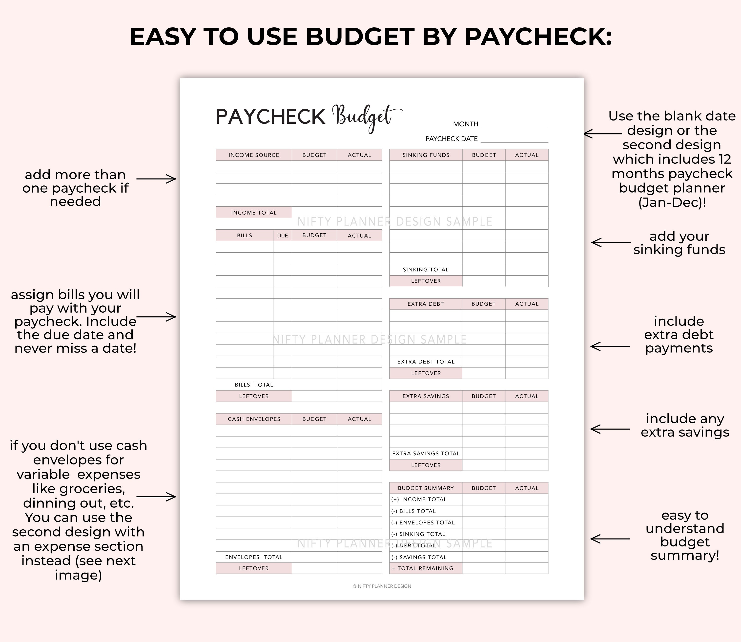 Paycheck Budget Planner Paycheck Budget Planner Paycheck | Etsy