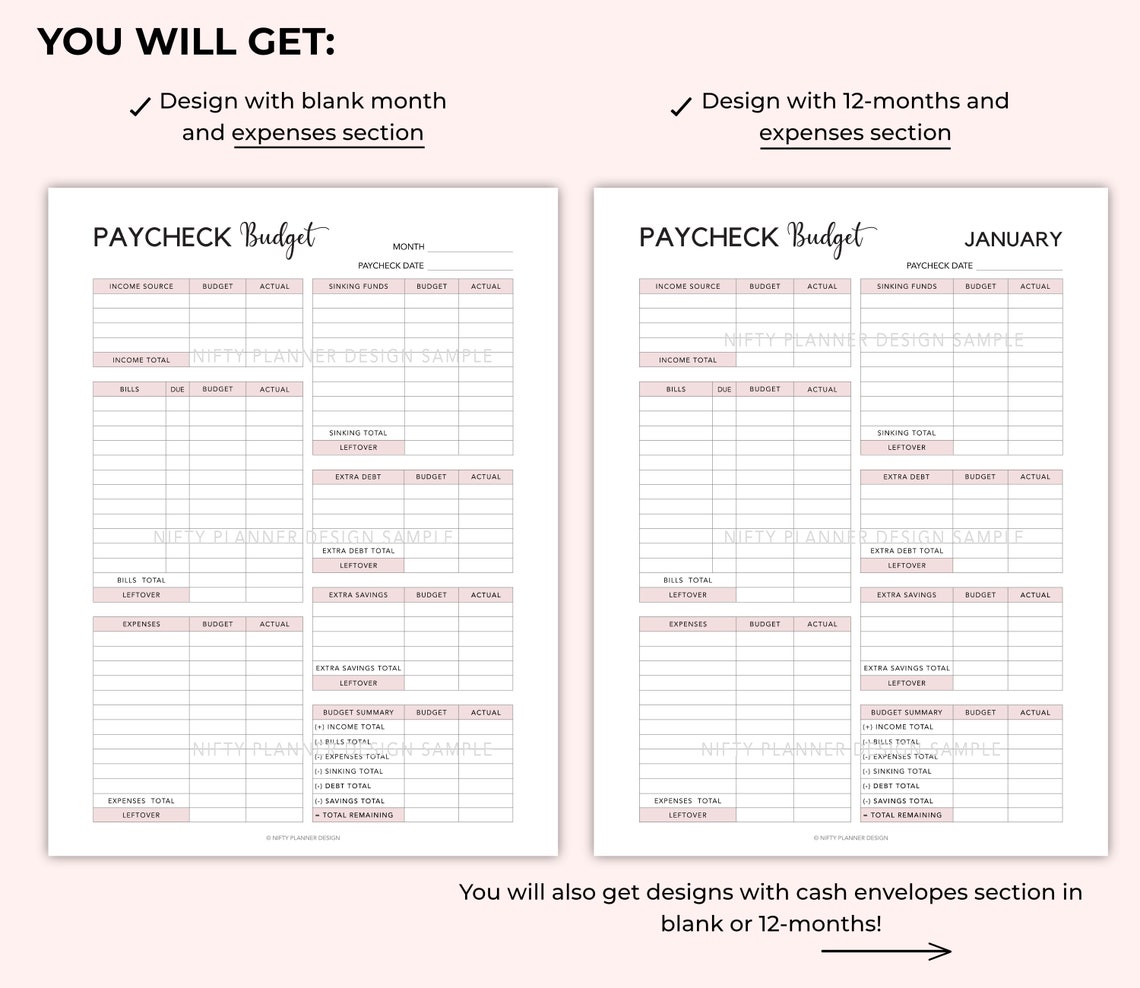 Paycheck Budget Planner Paycheck Budget Planner Paycheck - Etsy