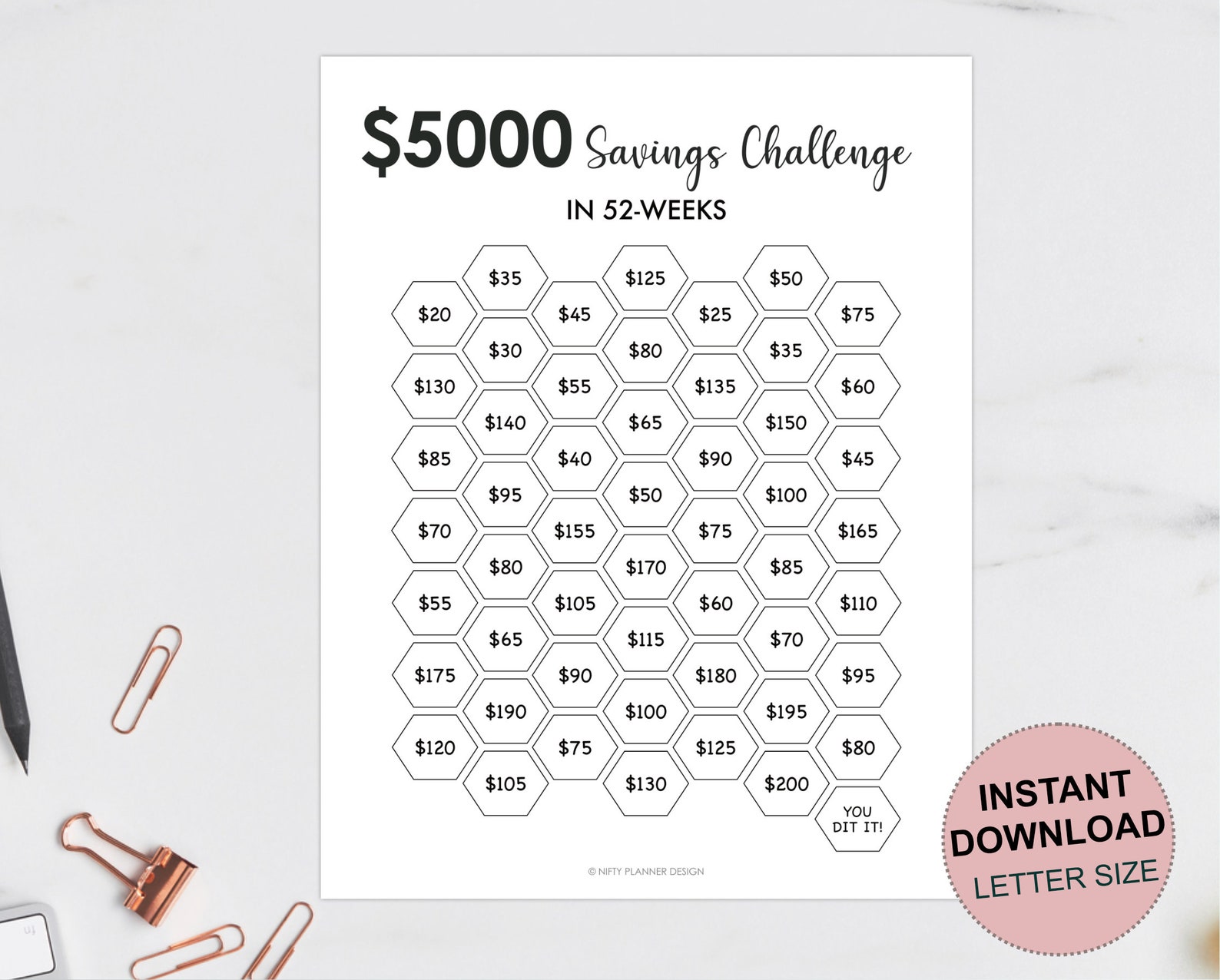 5000 Money Saving Challenge 5000 Savings Tracker Emergency | Etsy