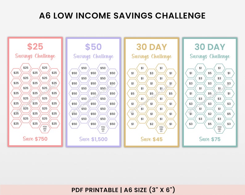 A6 Low Income Savings Challenge Bundle (printable PDF) - Etsy