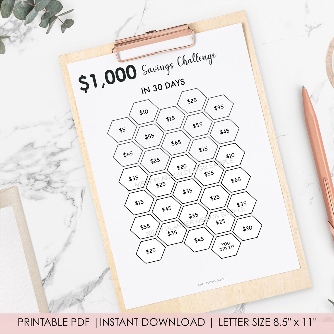 1000 Money Saving Challenge Save 1000 in 30 Days 1000 - Etsy