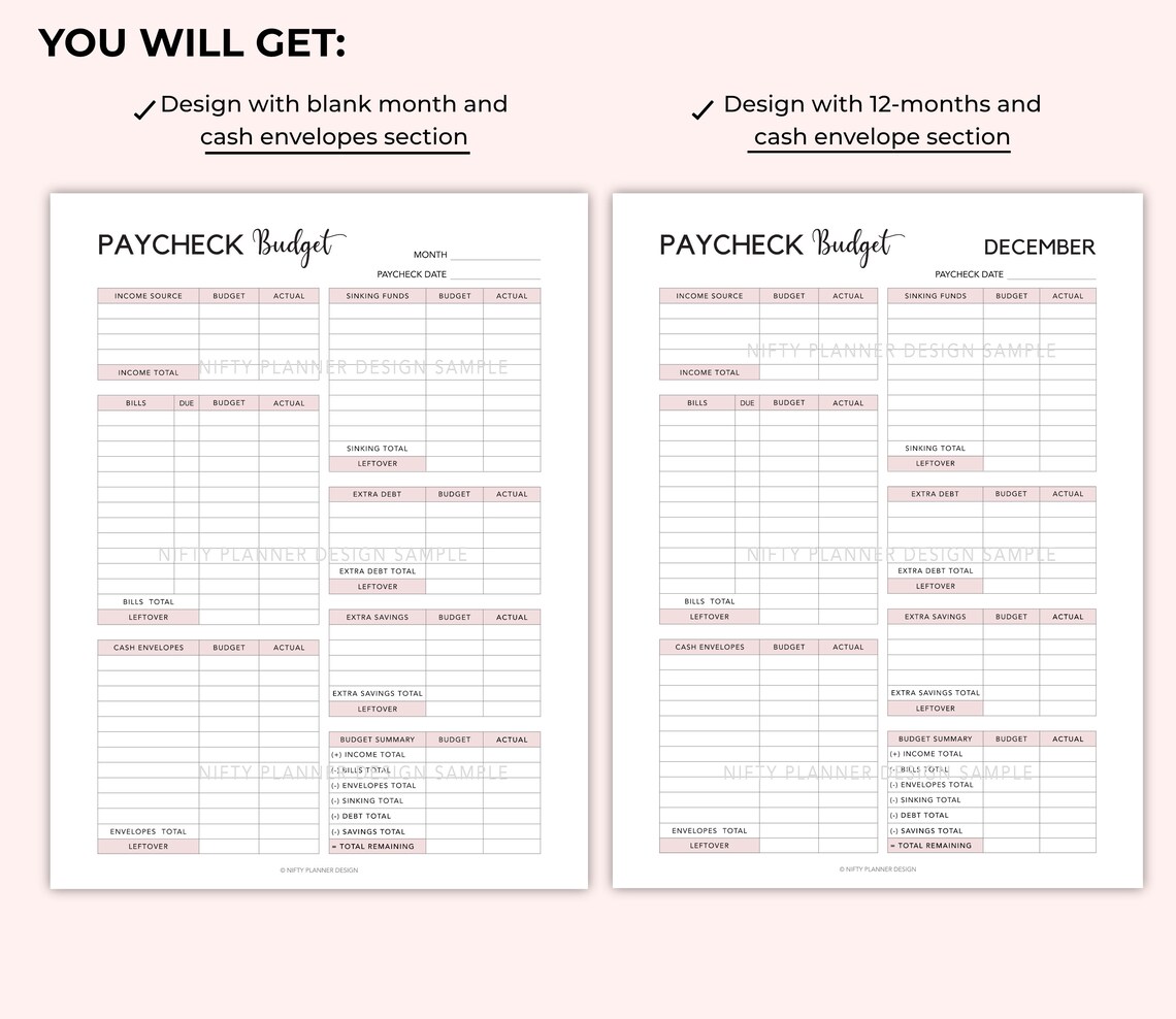 Paycheck Budget Planner Paycheck Budget Planner Paycheck - Etsy